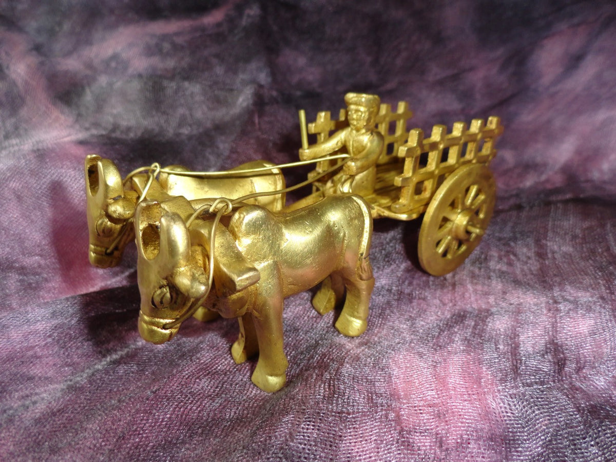 Antique ethnic home decor curio. Indian Bull Cart Brass Ornament. Indi ...