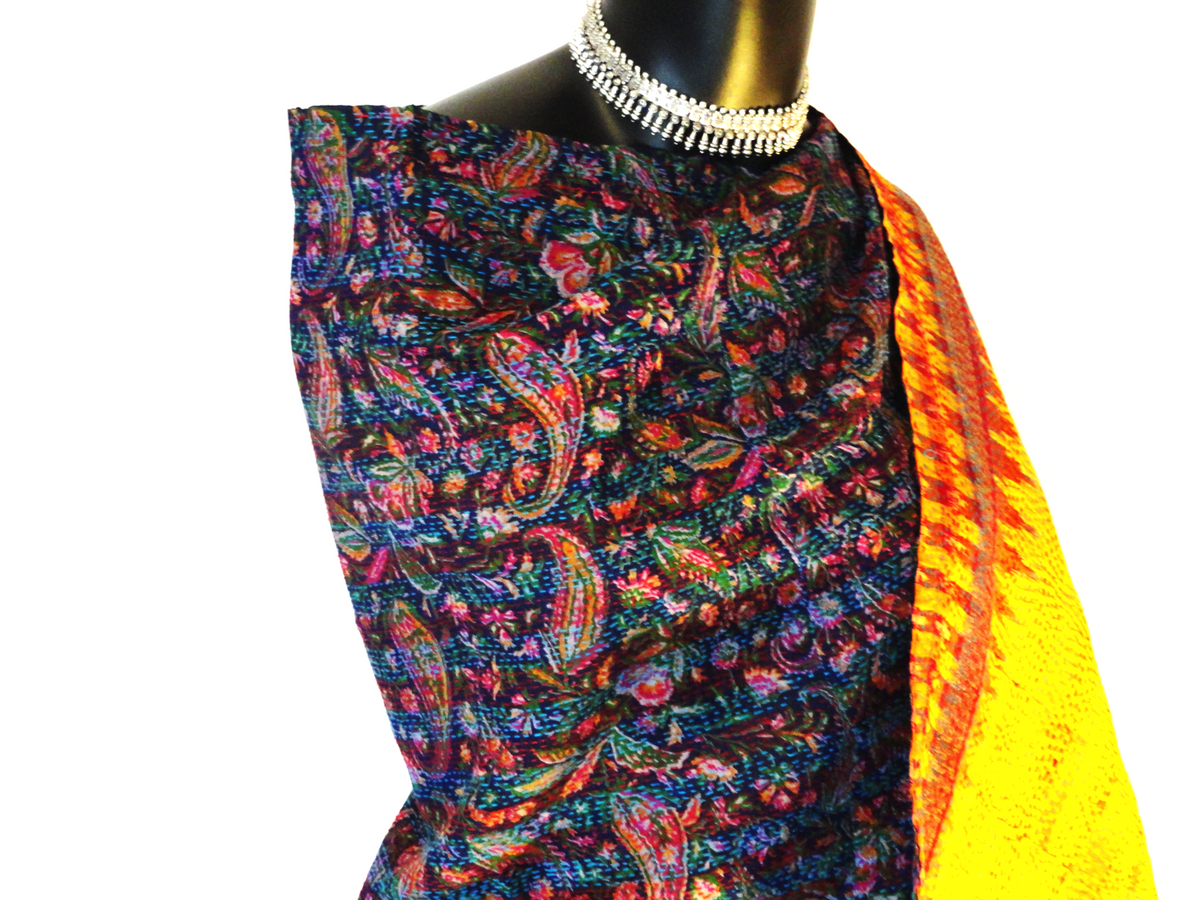 Silk Reversible Indian Shawl. Ethnic indian multicolor scarf, Indian w ...
